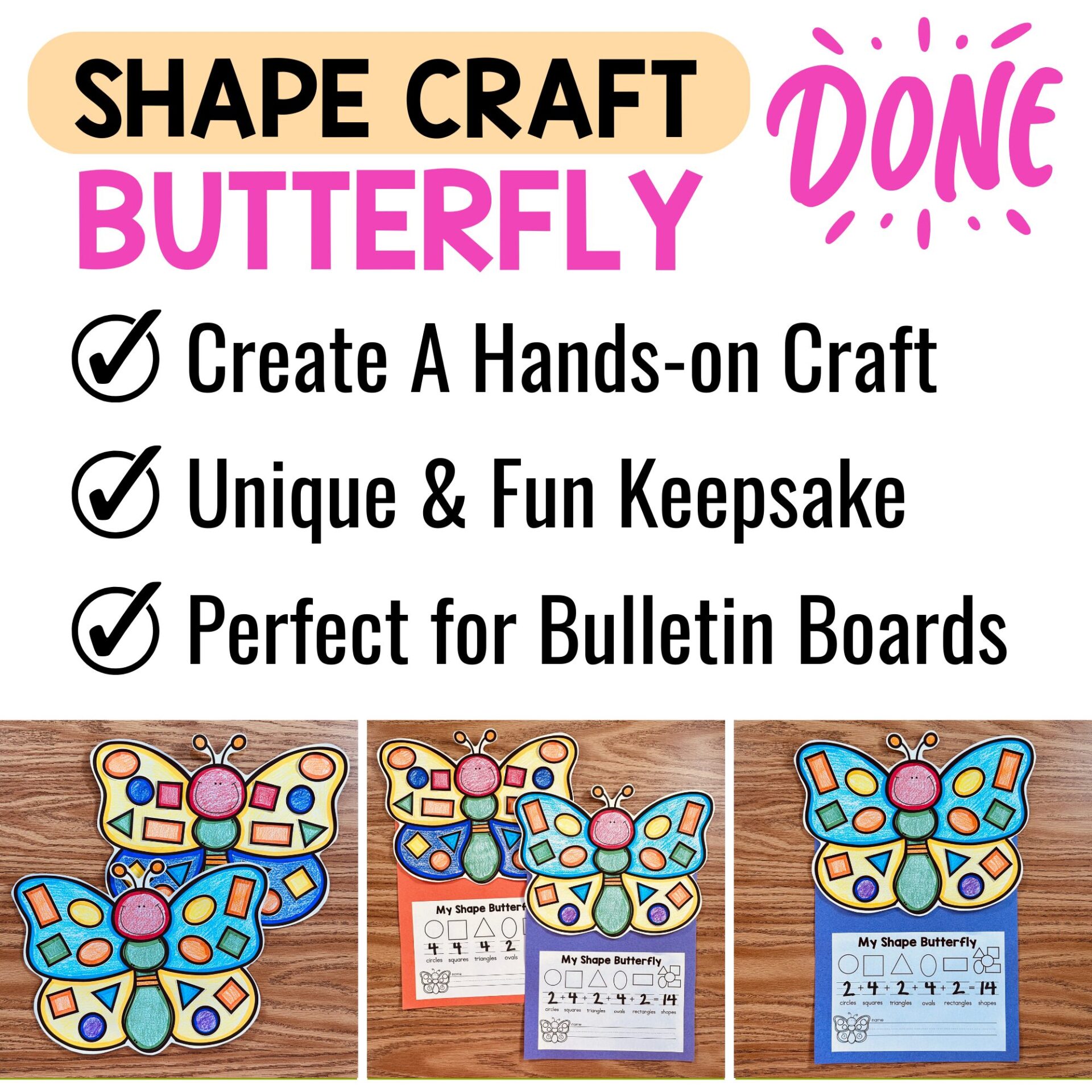 Butterfly Shape Spring Craft Kindergarten, Math Bulletin Board Spring ...