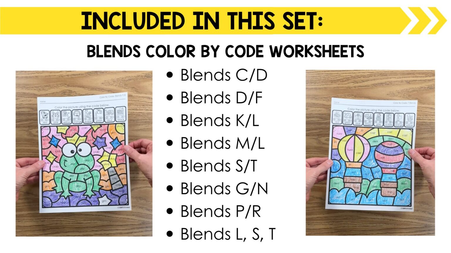 Blend Words Color by Code No-Prep Blends Worksheets for Kindergarten ...