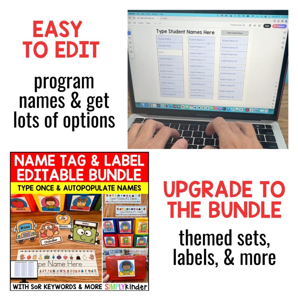 Bugs & Insects Spring Name Tags Labels Editable, Desk Name Tag ...