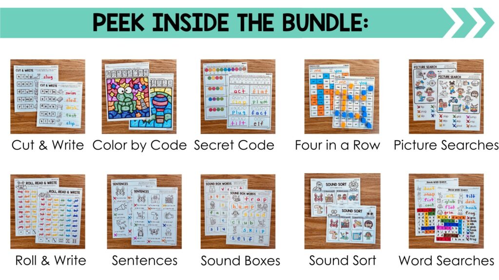 Blend Words Picture Searches No-Prep Blends Worksheets Kindergarten ...