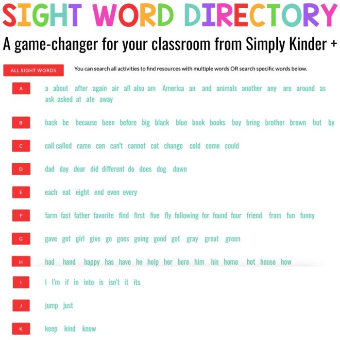 How-To Teach Sight Words In Kindergarten - Simply Kinder