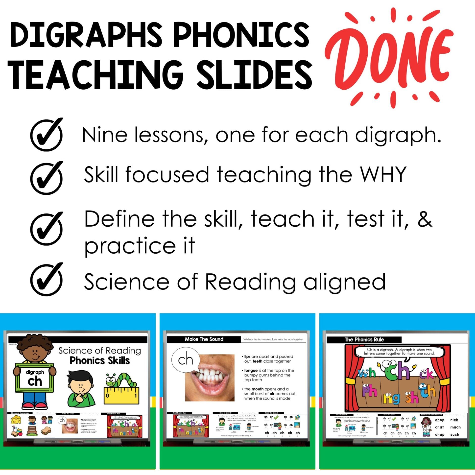 Digraph Words Phonics Teaching Slides Kindergarten, Science of Reading ...