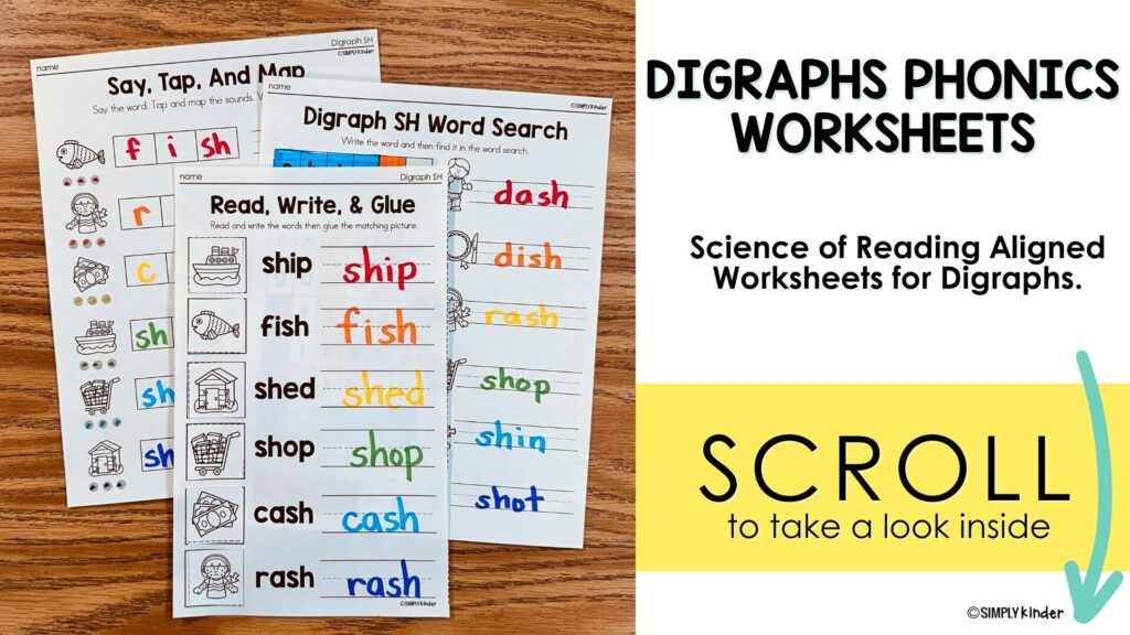 Digraph Words Phonics Worksheets for Kindergarten Science of Reading ...
