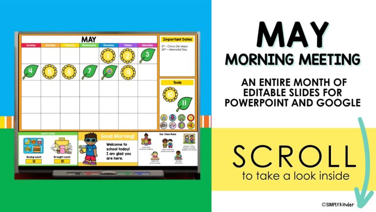 May Morning Meeting Slides for Kindergarten, Editable Daily Digital ...