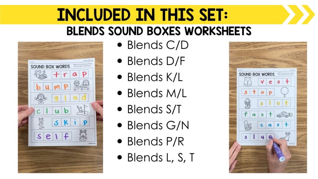 Blend Sound Boxes No-Prep Blends Worksheets Kindergarten - Simply Kinder