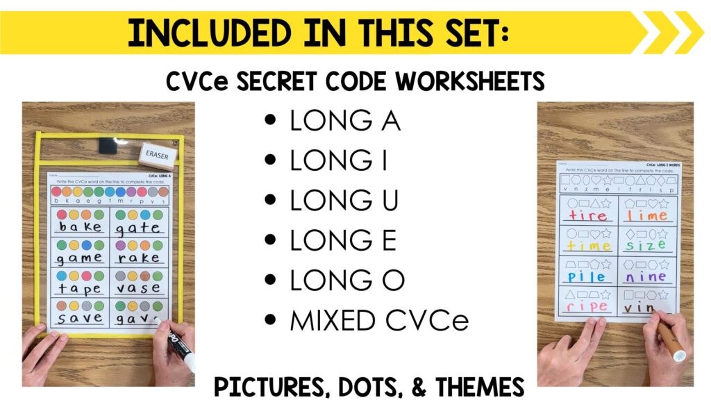 CVCe Words Secret Code No-Prep Blends Worksheets Kindergarten - Simply ...