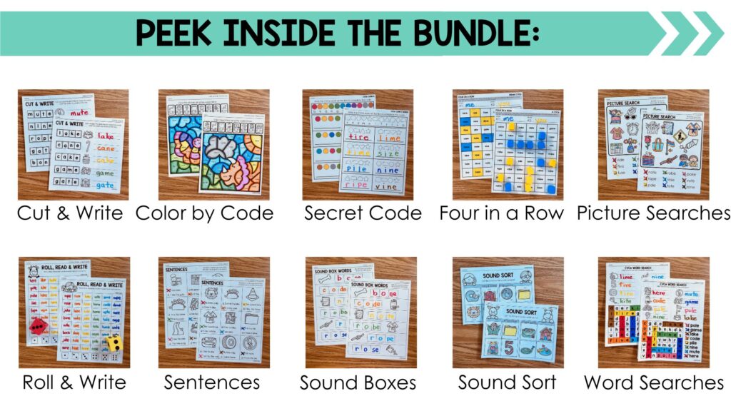 CVCe Words No-Prep Worksheets for Kindergarten, Morning Work, Centers ...