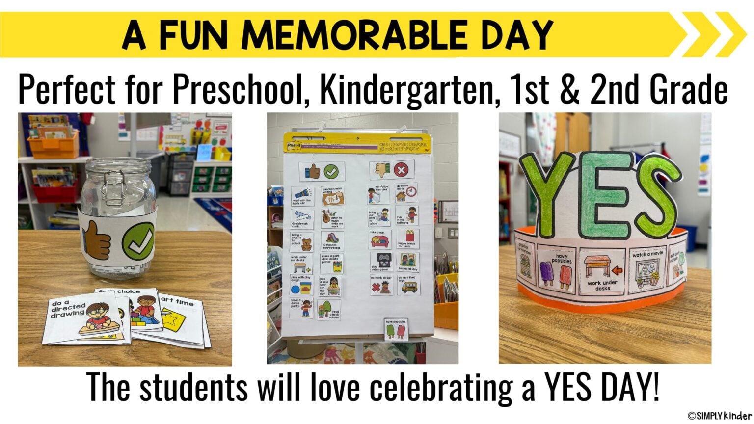 YES Day Classroom Activities Kindergarten: Crafts, Writing, SEL, Hats ...