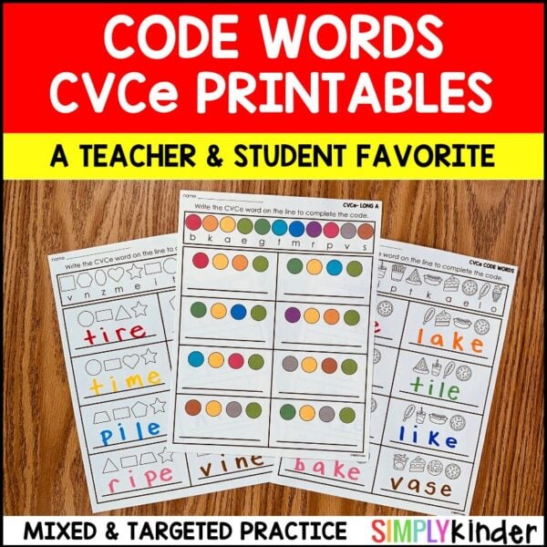 CVCe Words Secret Code No-Prep Blends Worksheets Kindergarten - Simply ...
