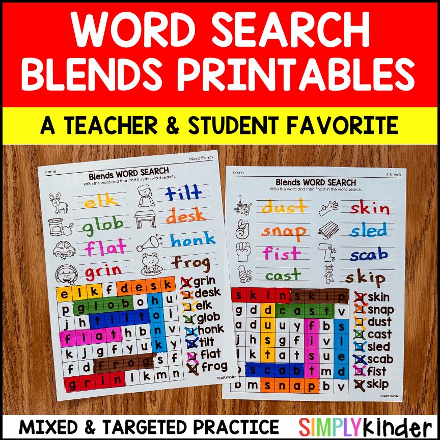 Blend Sound Boxes No-Prep Blends Worksheets Kindergarten - Simply Kinder