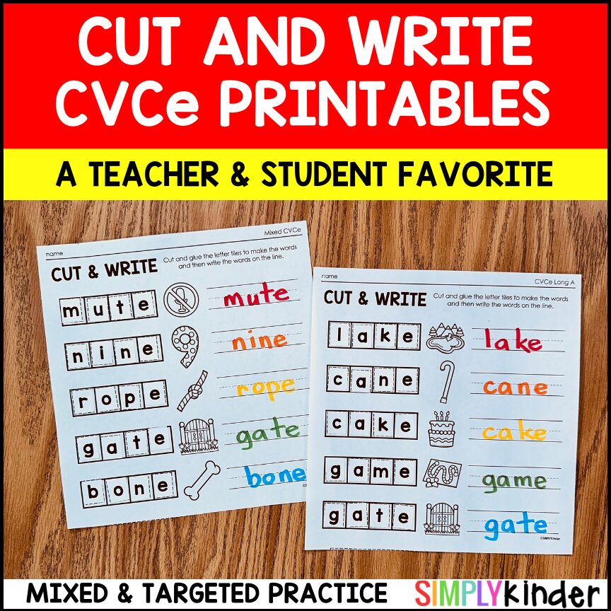 CVCe Words Secret Code No-Prep Blends Worksheets Kindergarten - Simply ...