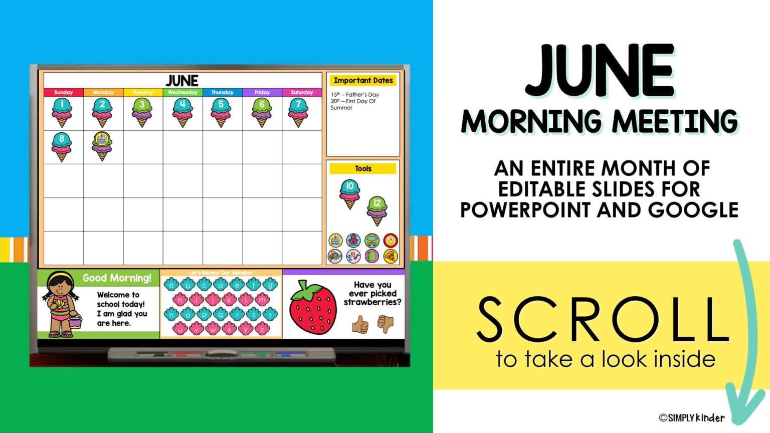 June Morning Meeting Slides for Kindergarten, Editable Daily Digital ...