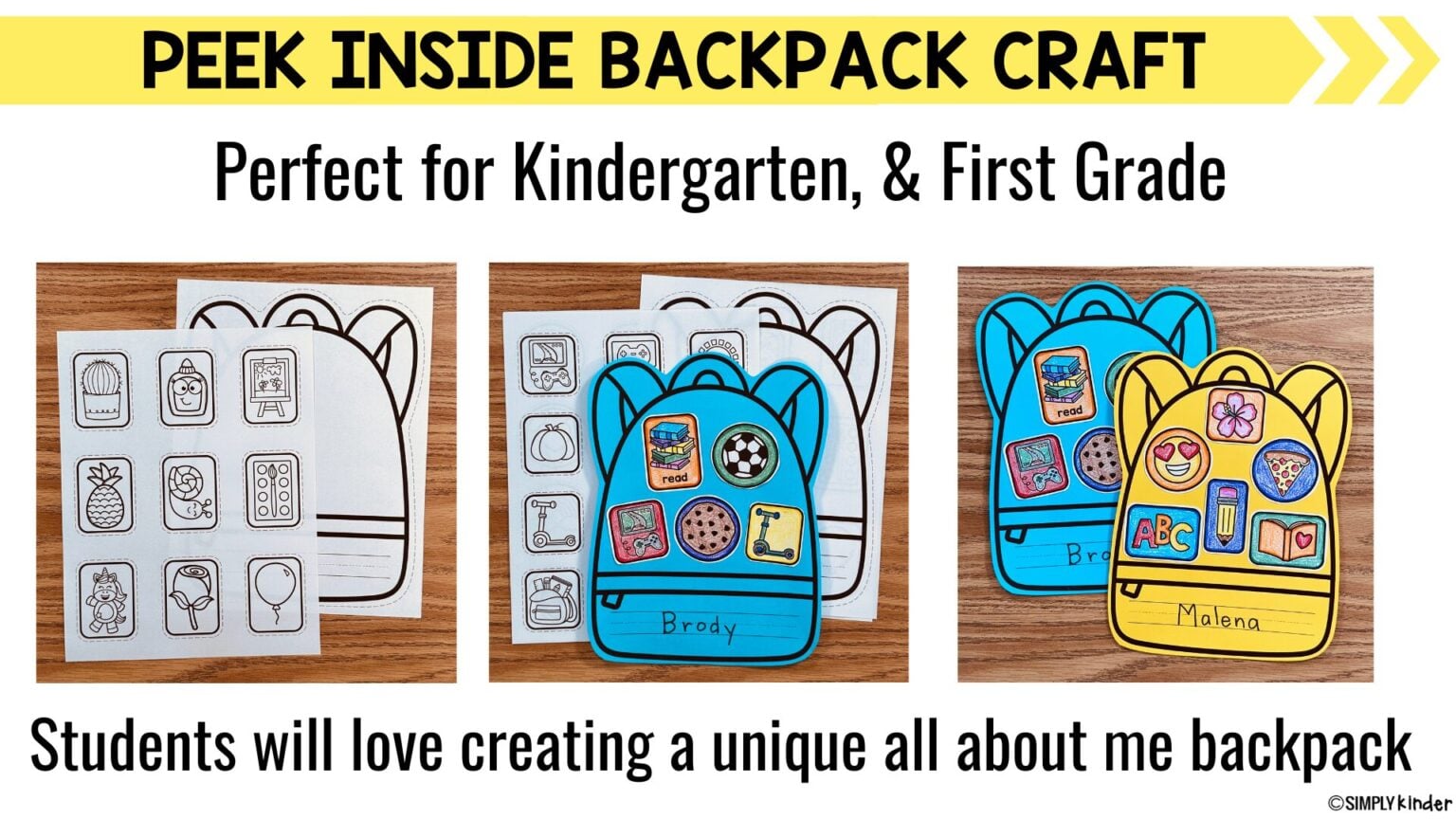 Back to School Backpack Craft for Kindergarten Bulletin Board All About ...