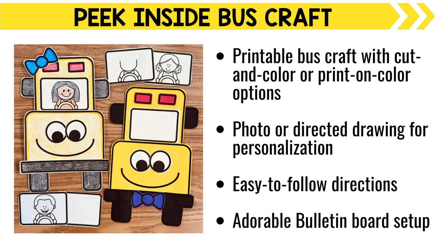 Back to School Bus Craft, First Day Activity, Kindergarten Bulletin ...