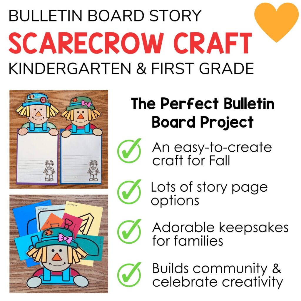 Scarecrow Craft for Fall, Kindergarten Writing Craftivity & Bulletin ...
