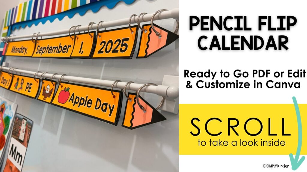 Pencil Flip Editable Calendar for Classroom Decor, Classroom Flip ...