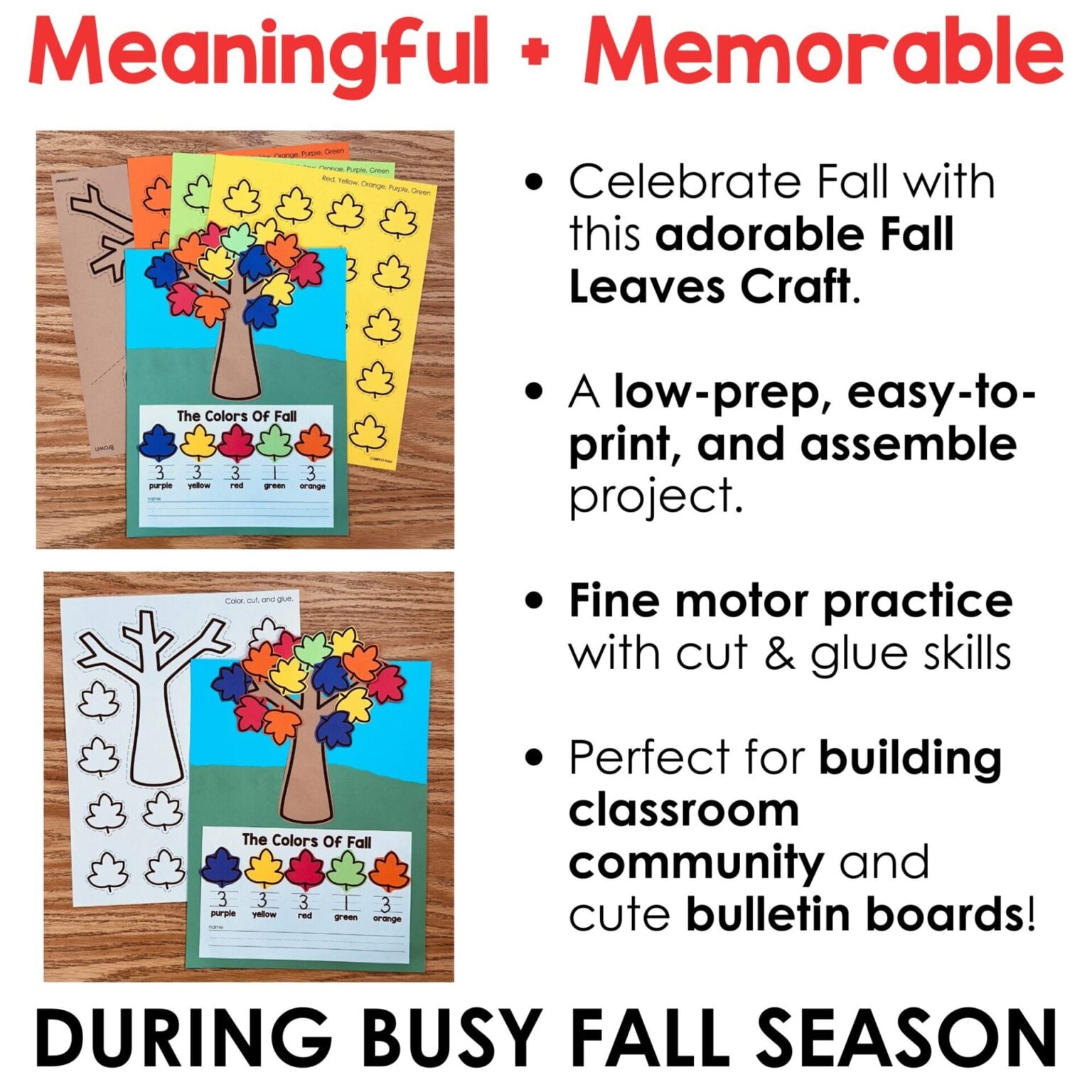 Fall Leaves Bulletin Board, Math Craft Project for Counting, Preschool ...