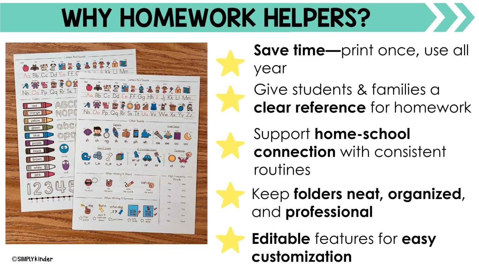 Kindergarten & First Grade Homework Helper, ELA & Math, Editable ...