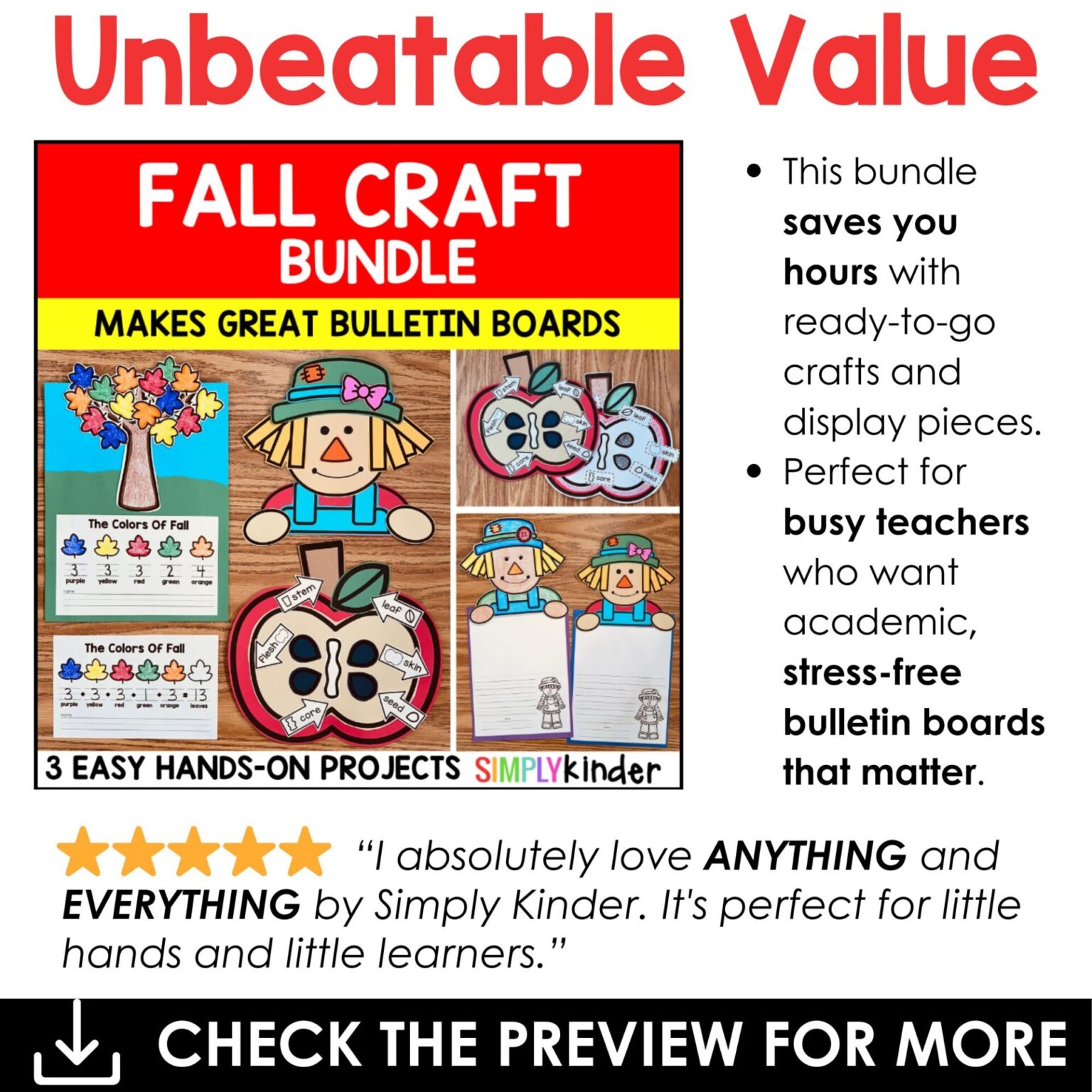 Apple Craft, Scarecrow Craft, & Fall Craft Projects for Kindergarten ...