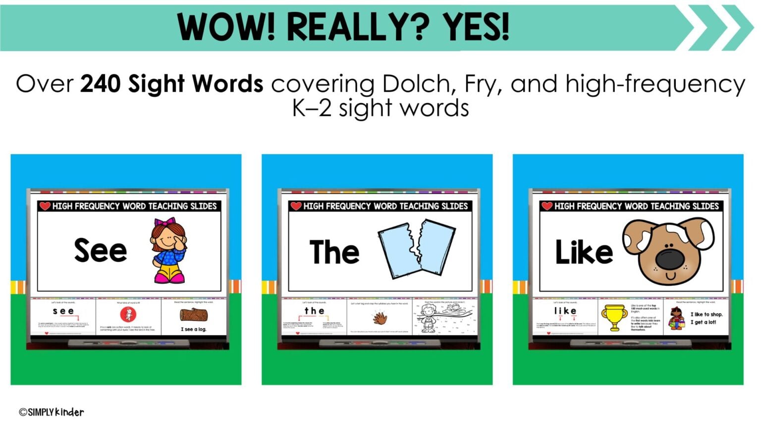 Sight Word Practice Teaching Slides, 240+ Sight Words, Science of ...