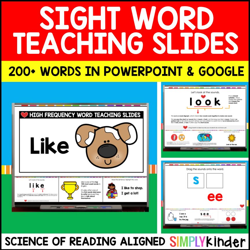 Sight Word Teaching Slides - Simply Kinder