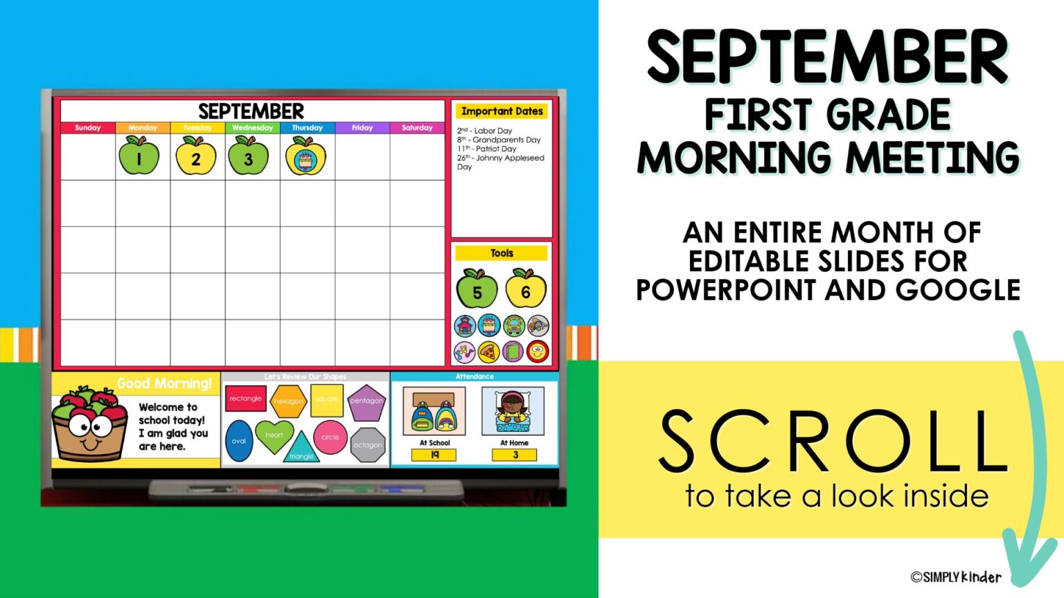 September Morning Meeting Slides for First Grade, Activities, Questions ...