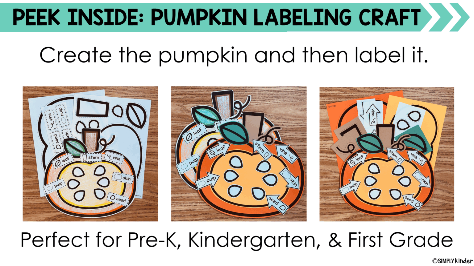 Pumpkin Crafts for Kindergarten | Labeling, Sorting, & Shape Craft ...