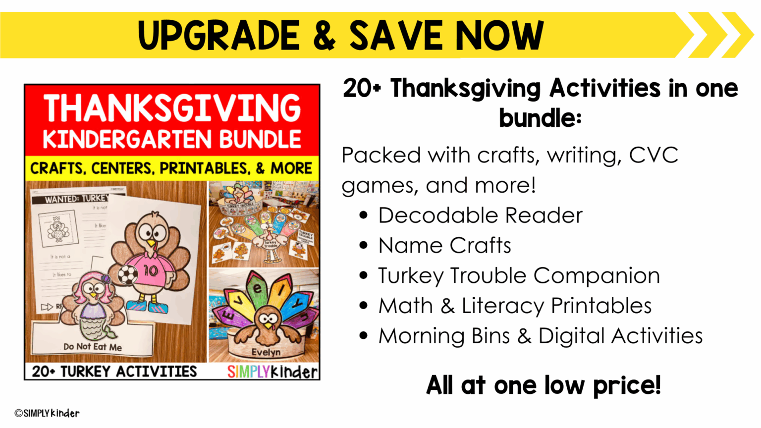 Thanksgiving CVC Games – No-Prep Literacy Activities for Kindergarten ...