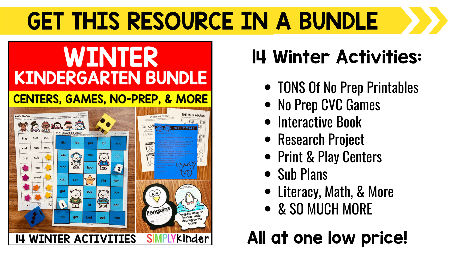 Winter CVC Games – No-Prep Literacy Activities for Kindergarten and ...