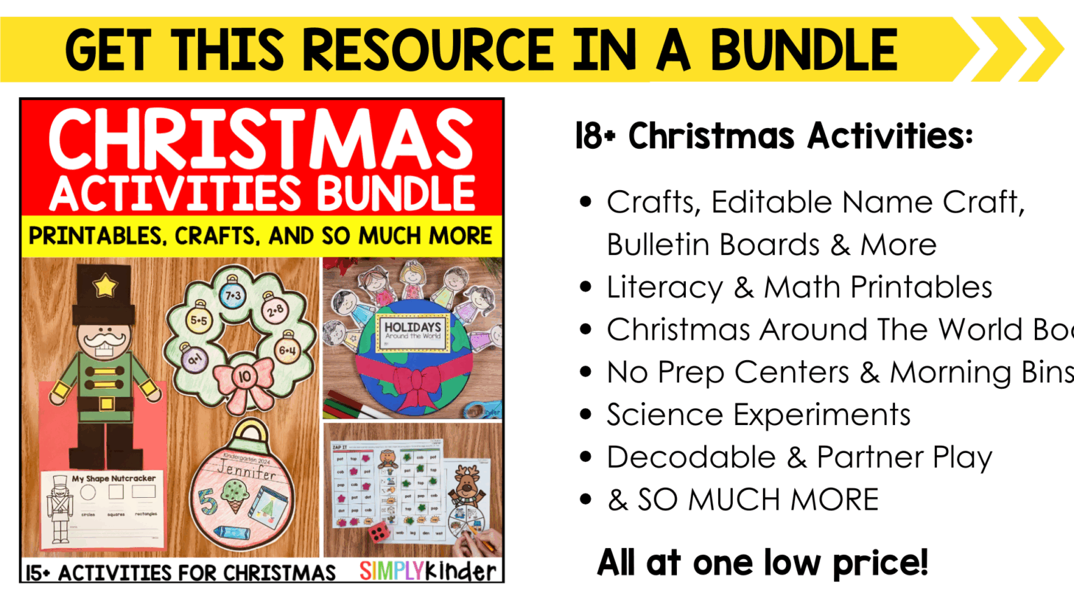 Christmas CVC Games & Worksheets, No-Prep Phonics for Kindergarten ...
