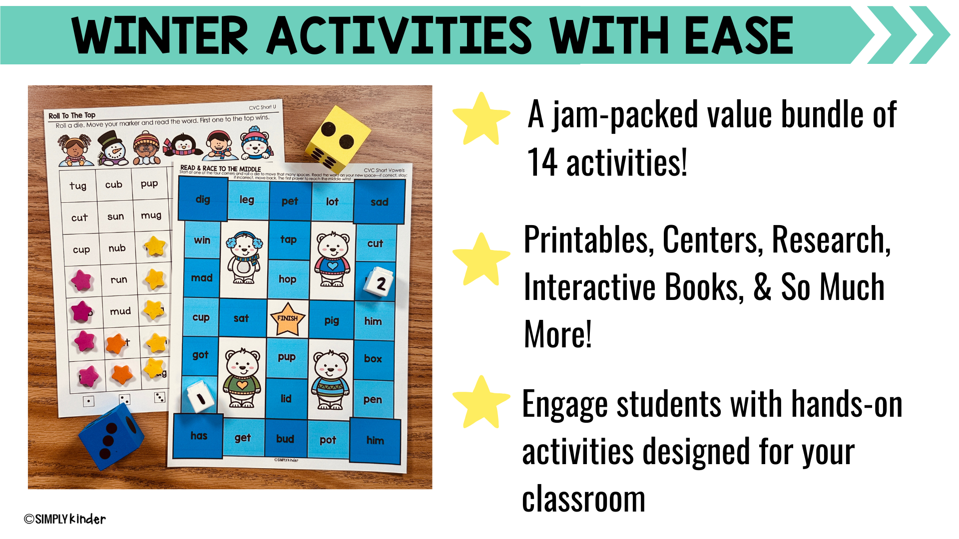 Winter Activities Kindergarten Bundle, Centers, Writing, No-Prep, Games ...