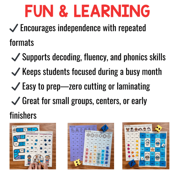Winter CVC Printables – No-Prep Phonics Worksheets for Kindergarten ...