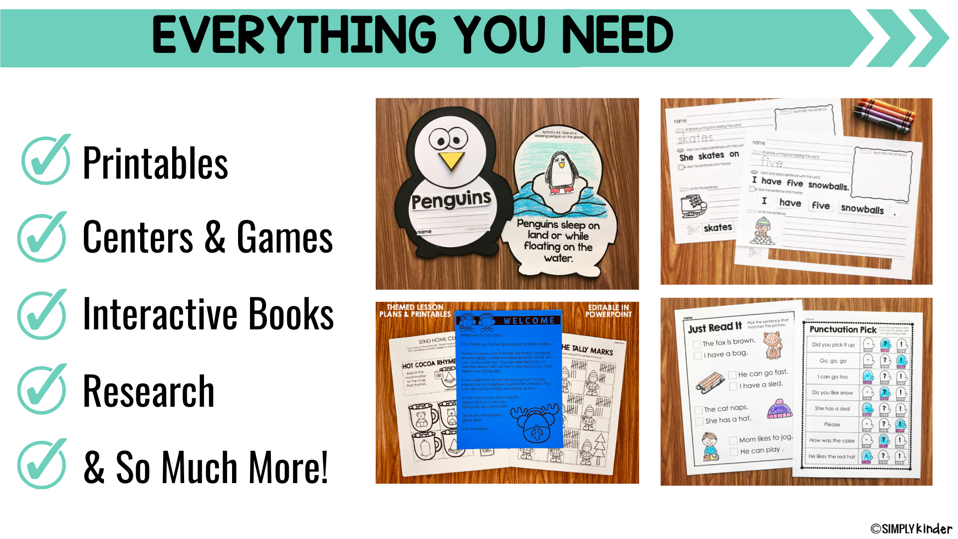 Winter Activities Kindergarten Bundle, Centers, Writing, No-Prep, Games ...