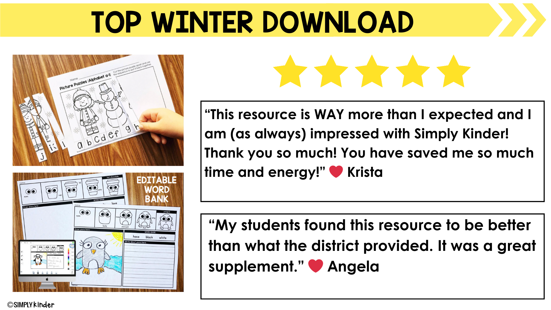 Winter Activities Kindergarten Bundle, Centers, Writing, No-Prep, Games ...