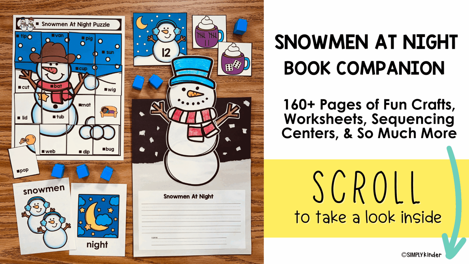 Snowmen at Night Craft, Writing, Activities, Kindergarten Book ...