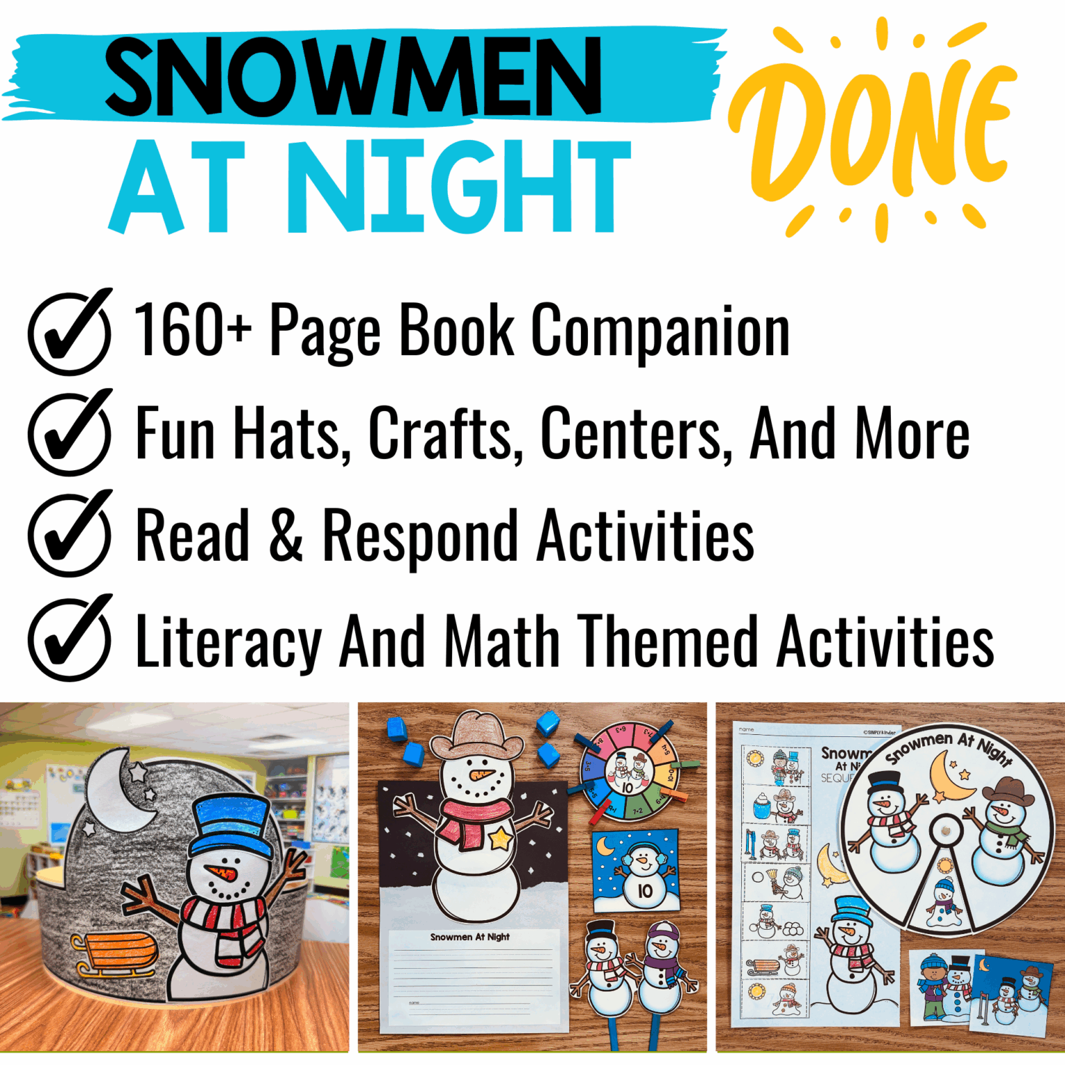 Snowmen at Night Craft, Writing, Activities, Kindergarten Book ...