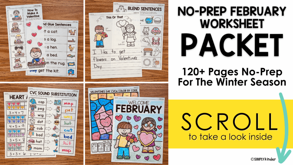 February No Prep Kindergarten Packet, Morning Work, Fast Finisher ...