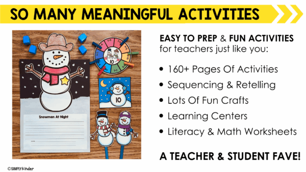 Snowmen at Night Craft, Writing, Activities, Kindergarten Book ...