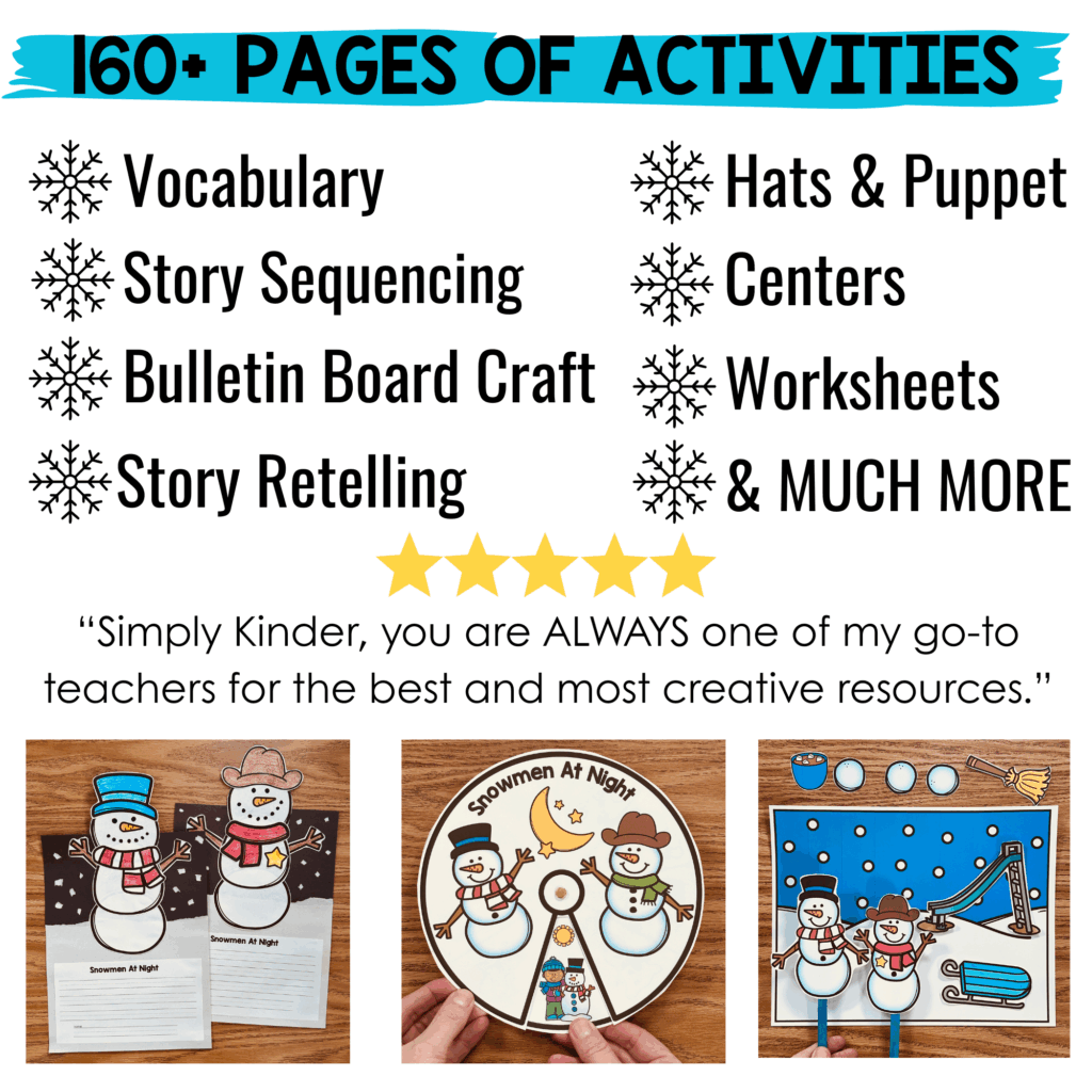 Snowmen at Night Craft, Writing, Activities, Kindergarten Book ...
