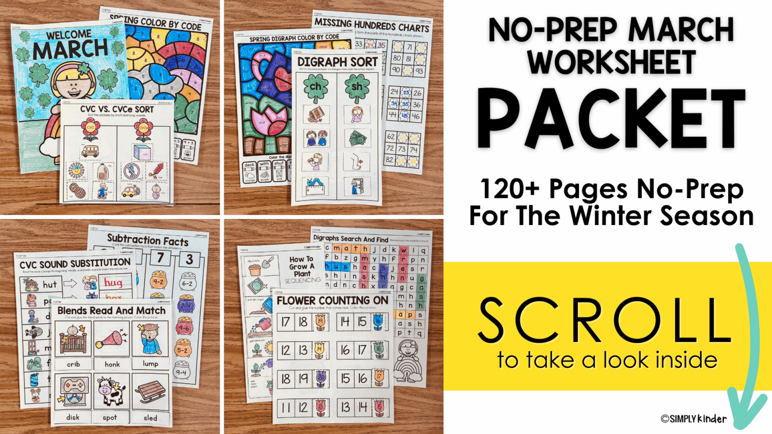 March No Prep Kindergarten Packet, Morning Work, Fast Finisher ...