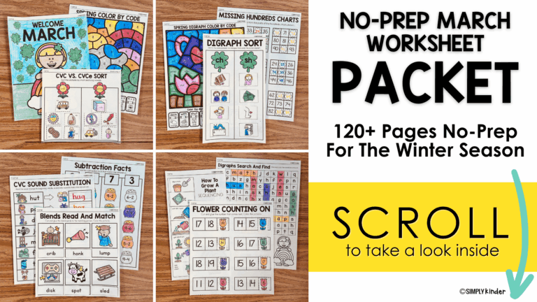 March No Prep Kindergarten Packet, Morning Work, Fast Finisher ...