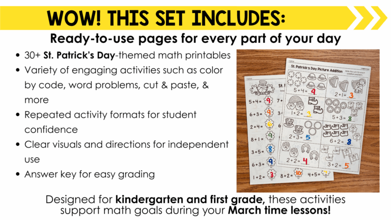 St. Patrick's Day Addition Worksheets, No-Prep March Math Activities ...