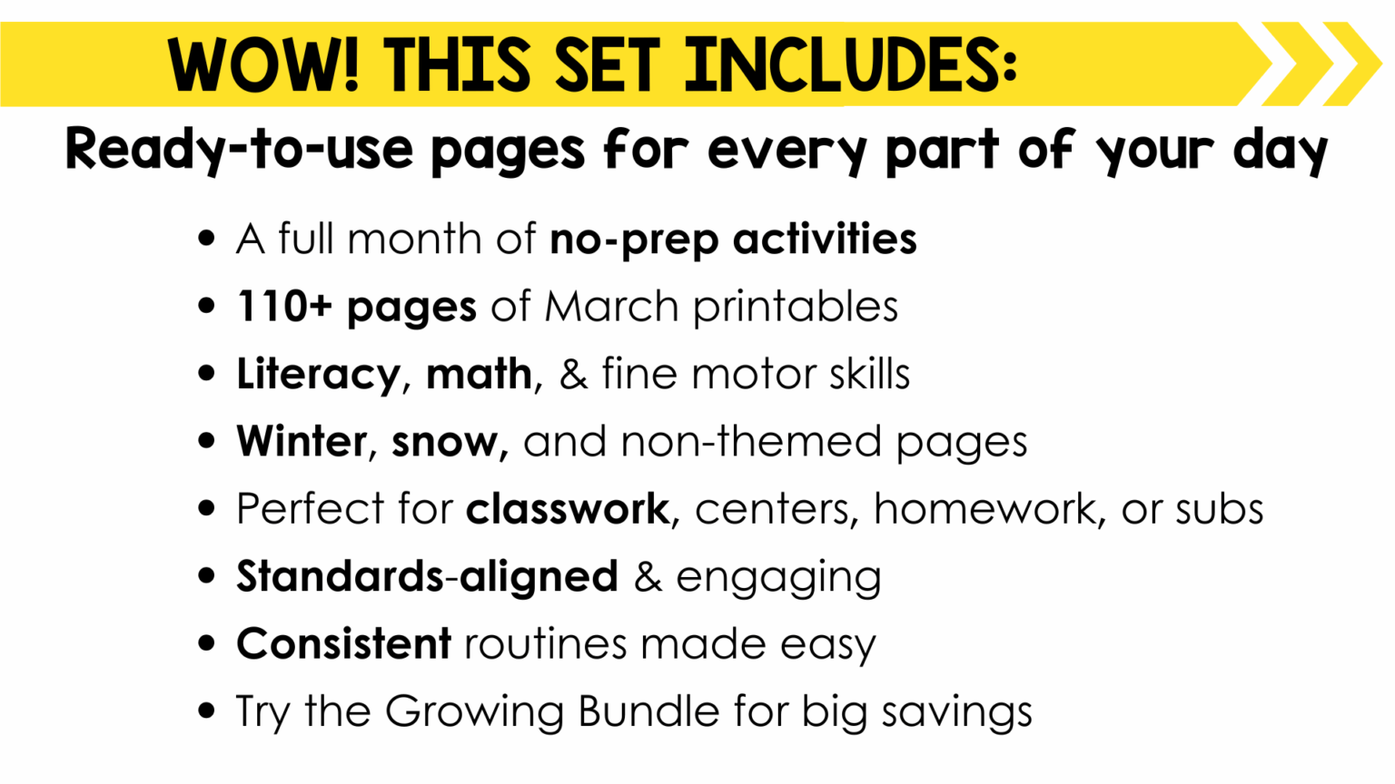 March No Prep Kindergarten Packet, Morning Work, Fast Finisher ...