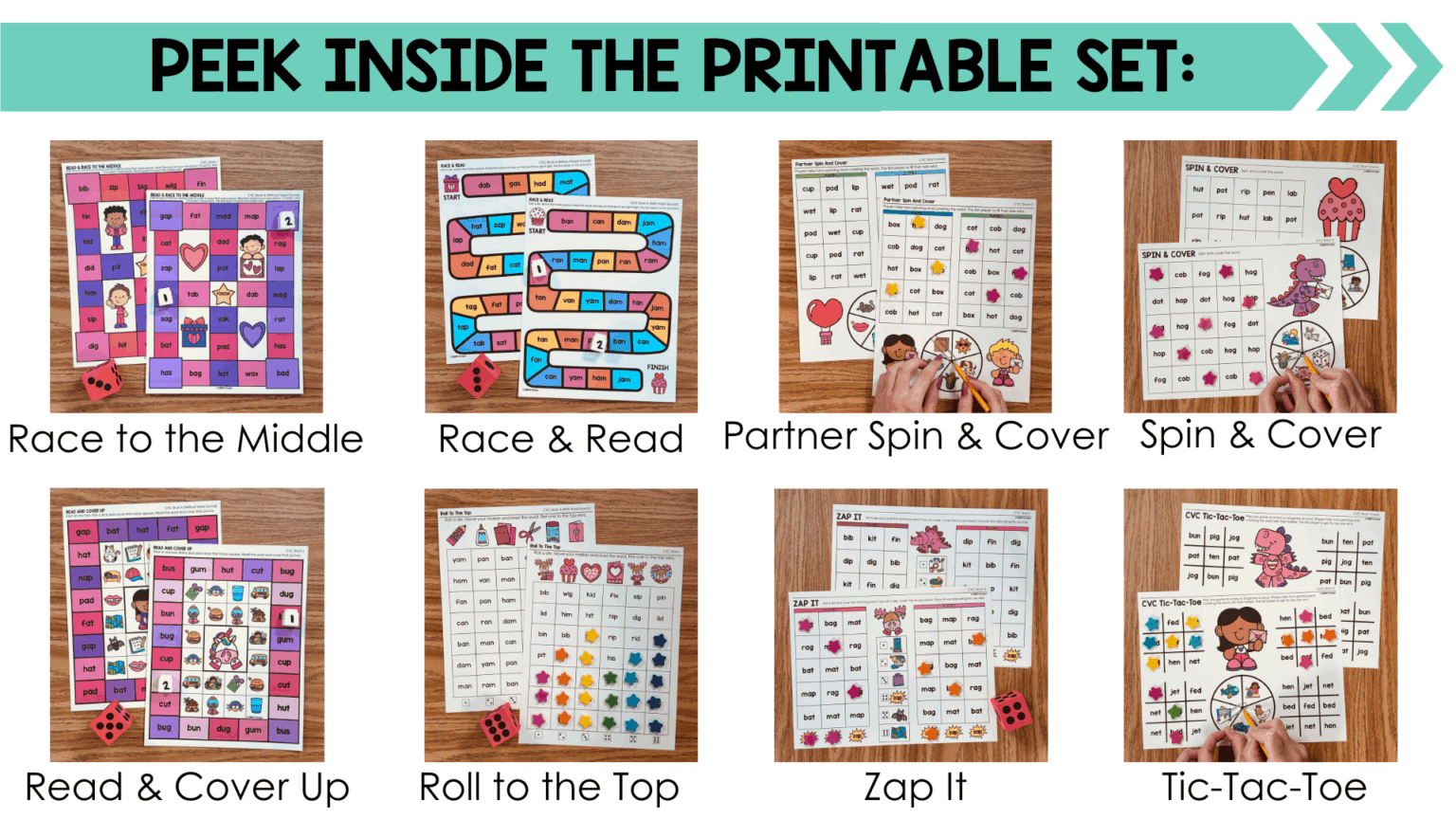 Valentine CVC Games – No-Prep Literacy Activities for Kindergarten and ...