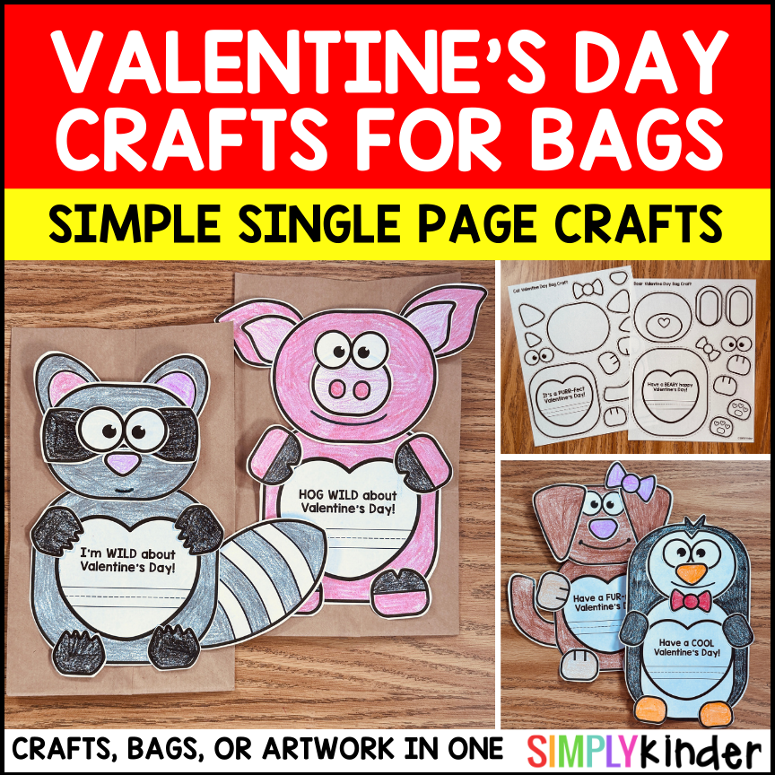 Valentine’s Day Bag Crafts, Animal Valentine Holders for PreK ...