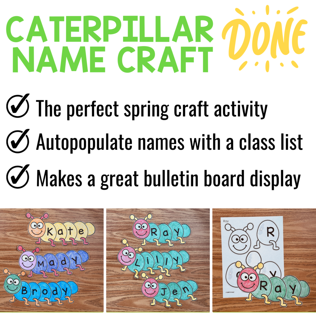 The Very Hungry Caterpillar Spring Name Craft, Bulletin Boards, March ...