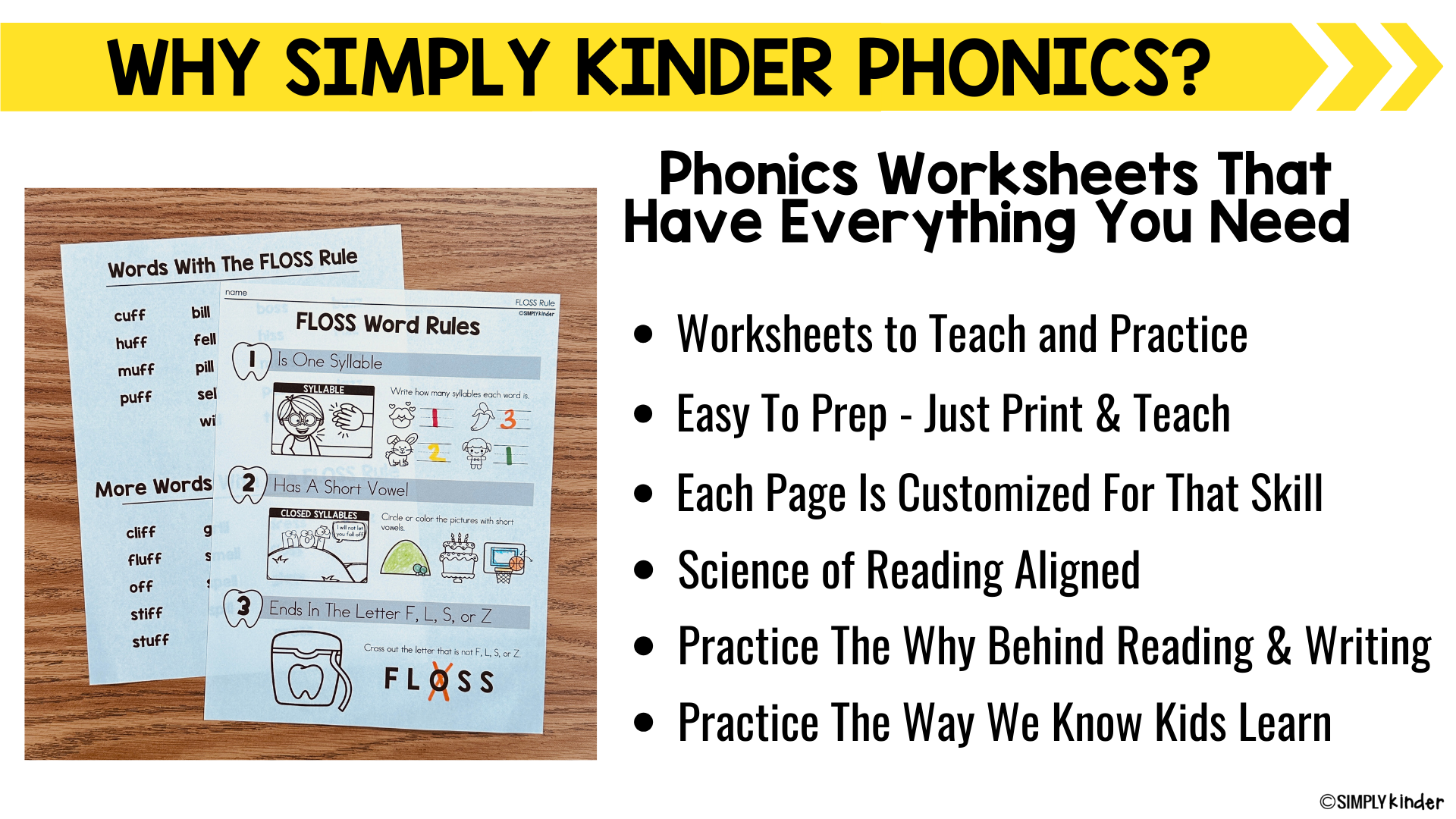 FLOSS Rule Phonics Worksheets for Kindergarten Science of Reading ...