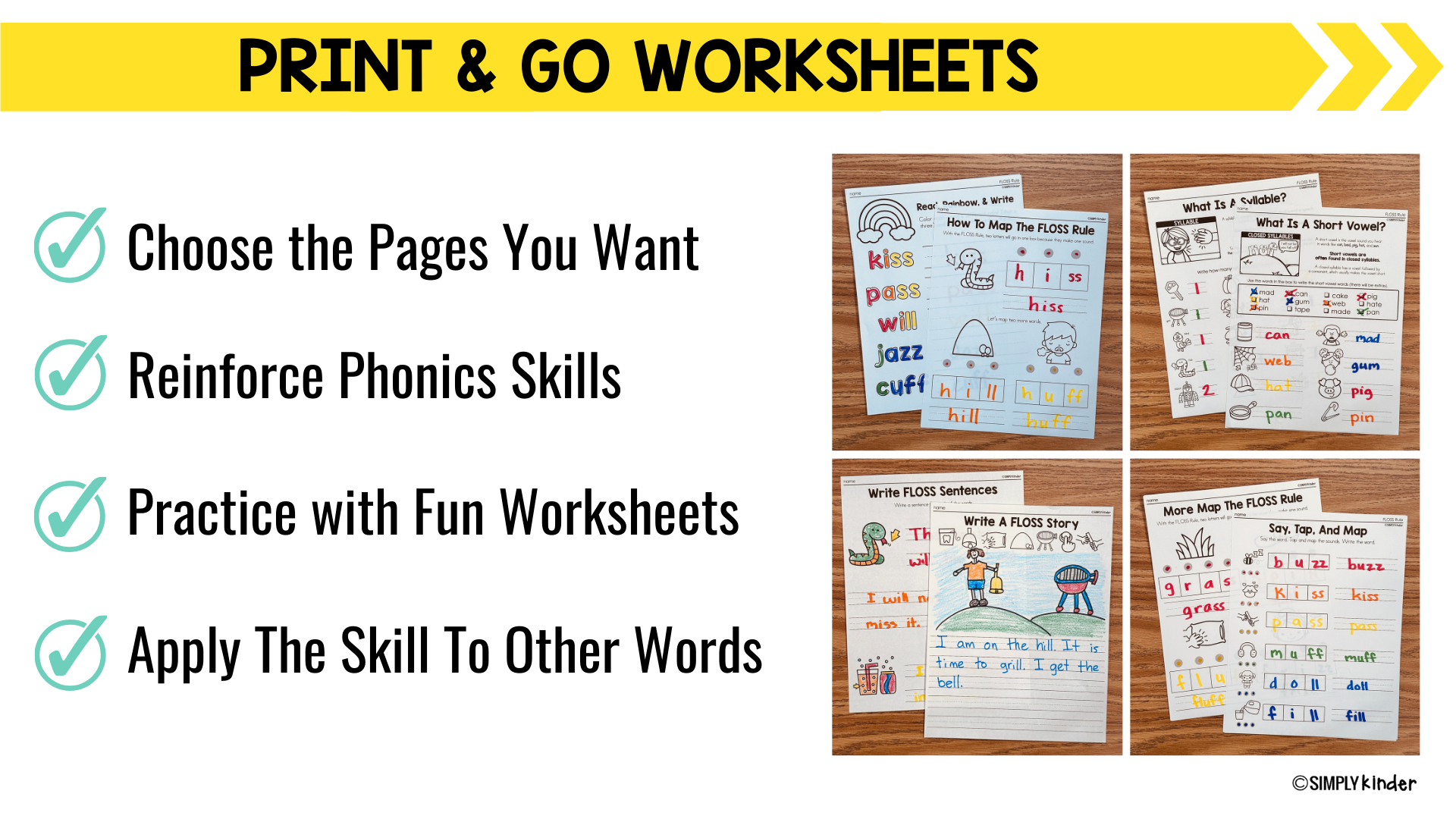 FLOSS Rule Phonics Worksheets for Kindergarten Science of Reading ...