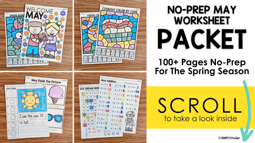 May No Prep Kindergarten Packet, Morning Work, Fast Finisher Activities ...