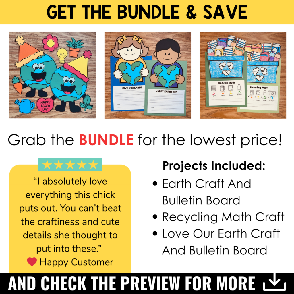 Earth Day Craft Activity Bulletin Board, April Craft Math Activity ...